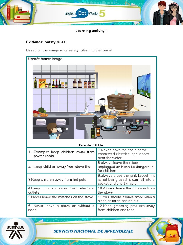 Learning Activity 1 Evidence: Safety Rules: Based On The Image Write ...