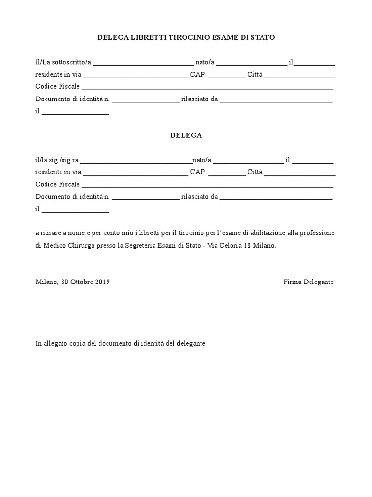 Modello Delega Generica | PDF