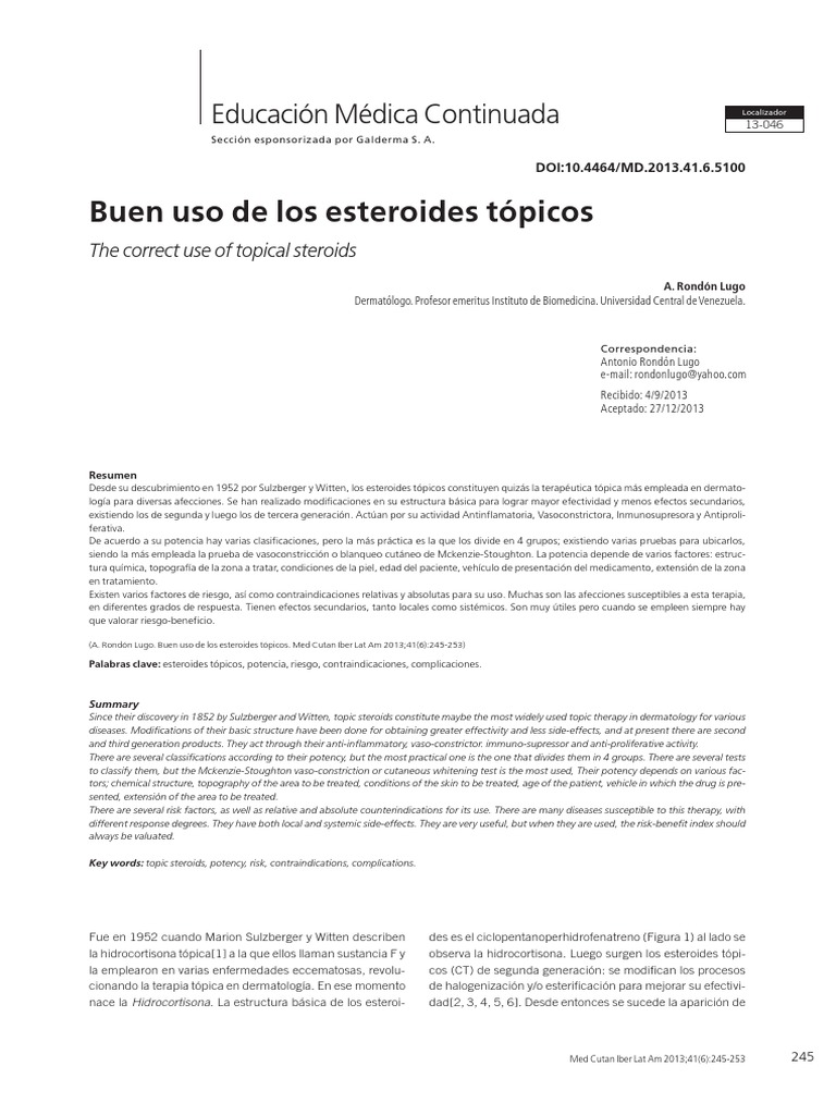 Buen Uso de Los Esteroides Tópicos | PDF | Medicamentos con receta ...