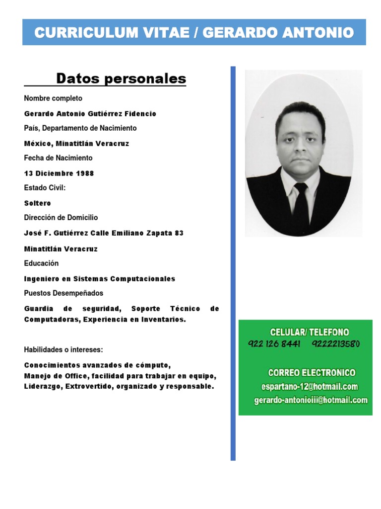 Gerardo Curriculum 2019 | PDF