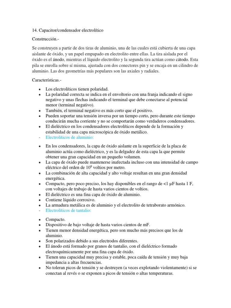 Tipos de Capacitores | PDF | Condensador | Componentes eléctricos