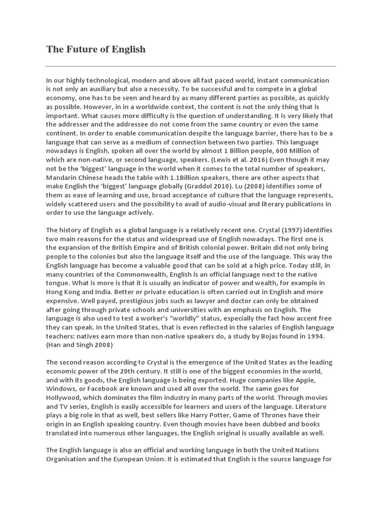 The Future of English | PDF | Foreign Language | English Language