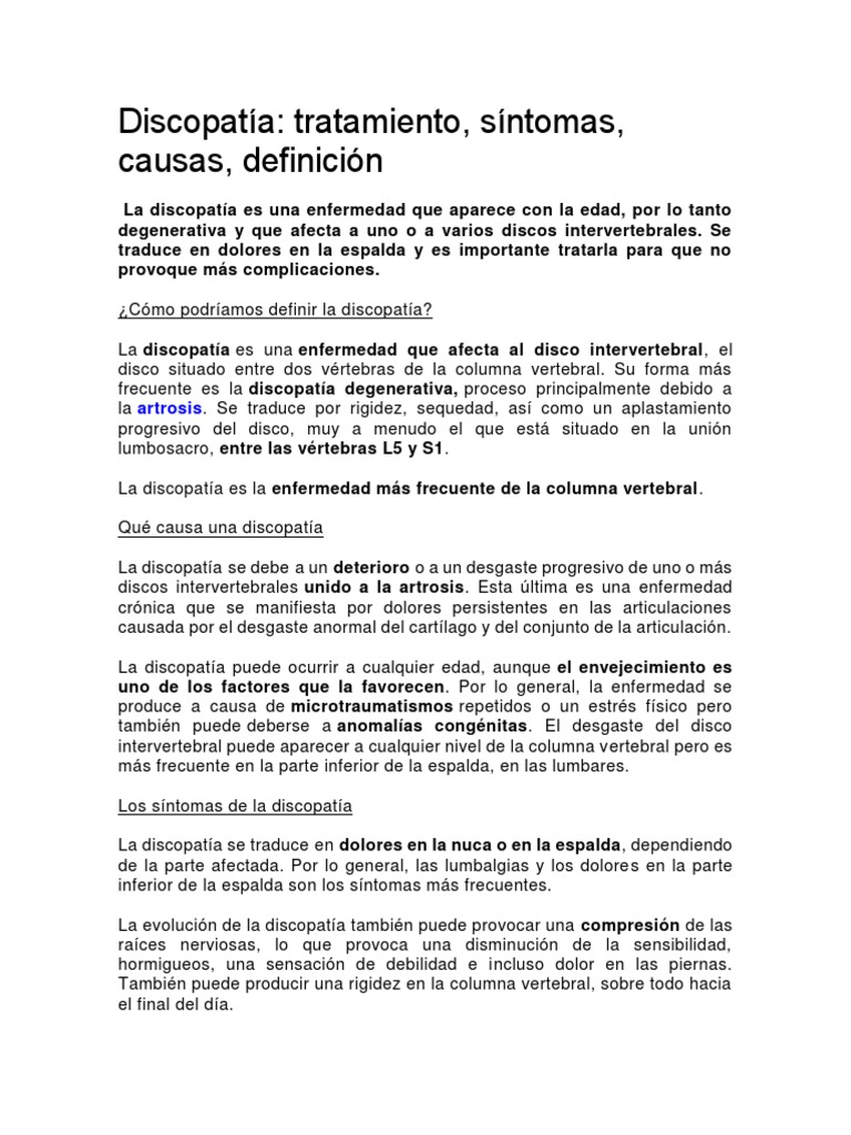Discopatía | PDF | La columna vertebral | Dolor lumbar