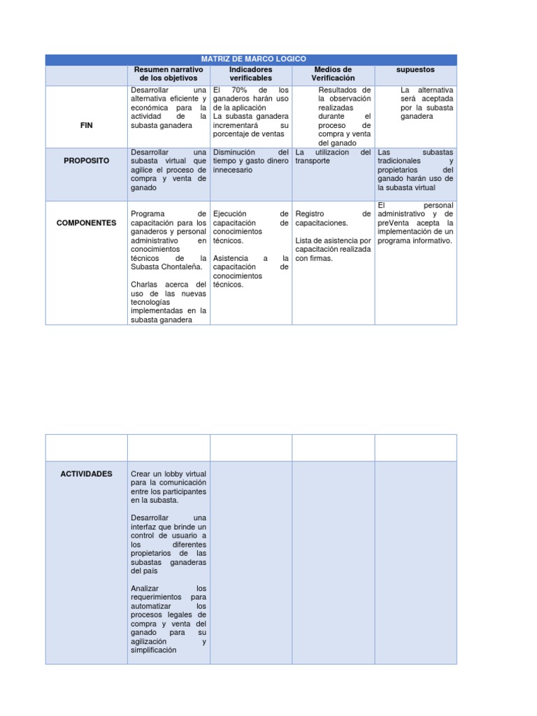 Matriz de Marco Logico | PDF | Informática | Áreas de informática