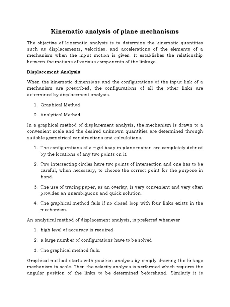Kinematic Analysis of Plane Mechanisms | PDF | Euclidean Vector ...