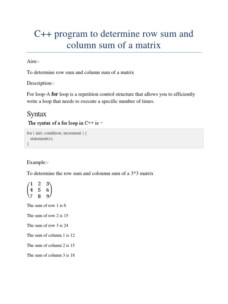 row-sum-and-column-sum-of-a-matrix-pdf