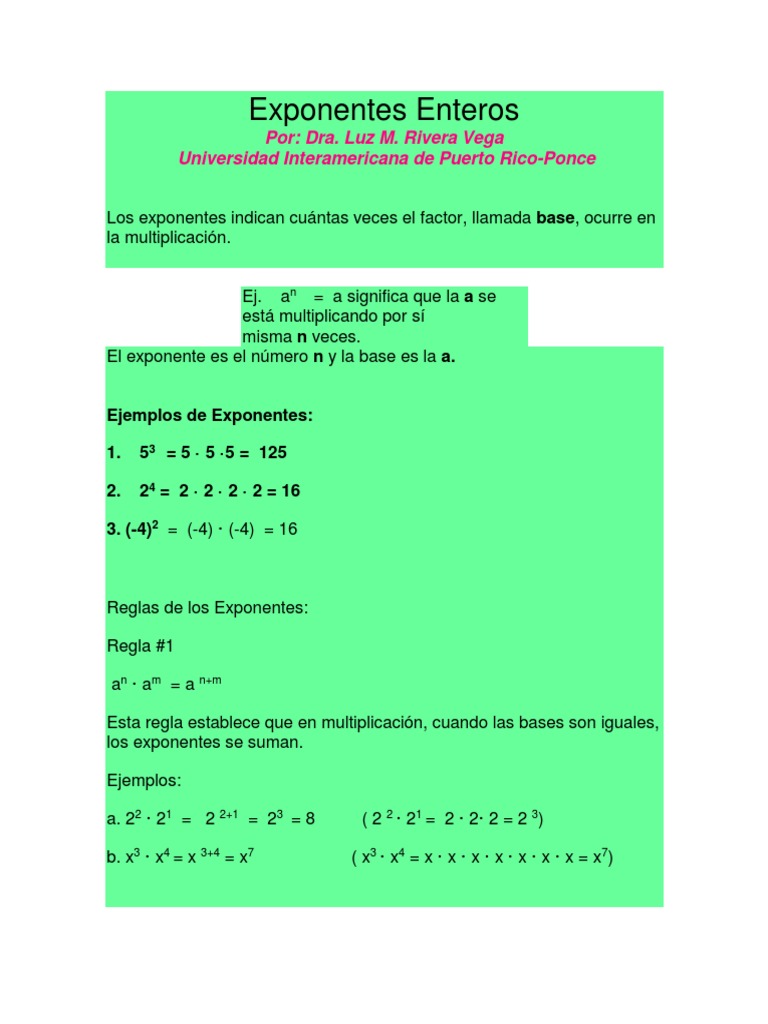 Exponentes Algebraicos | PDF