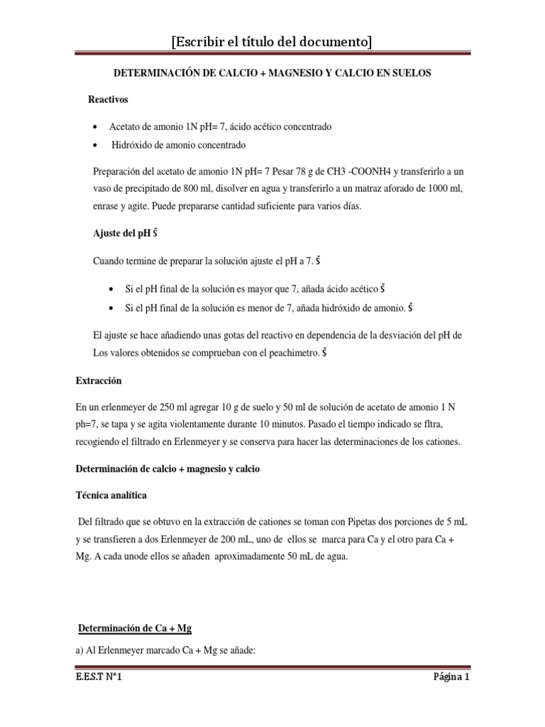 Determinación de Calcio y Magnesio | PDF | Calcio | Ph