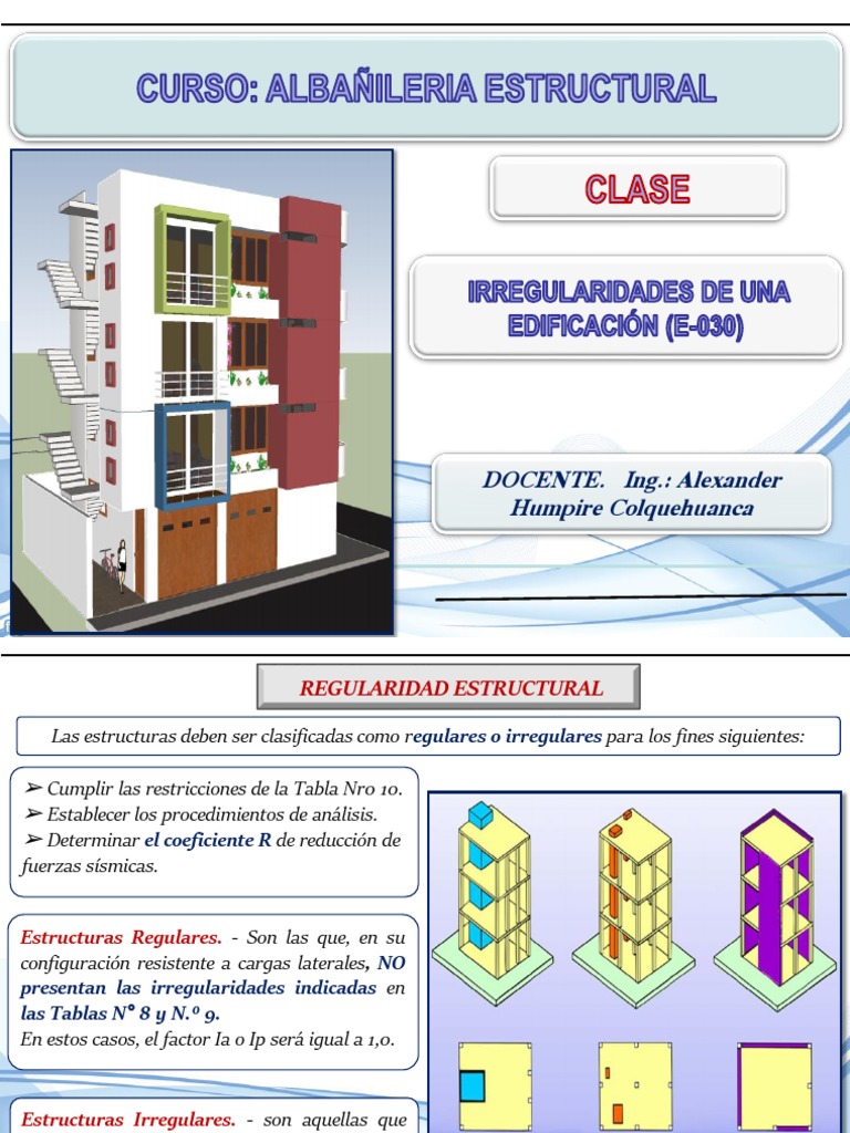 Irregularidades en Edificaciones E-030 | PDF | Rigidez | Mecanica clasica