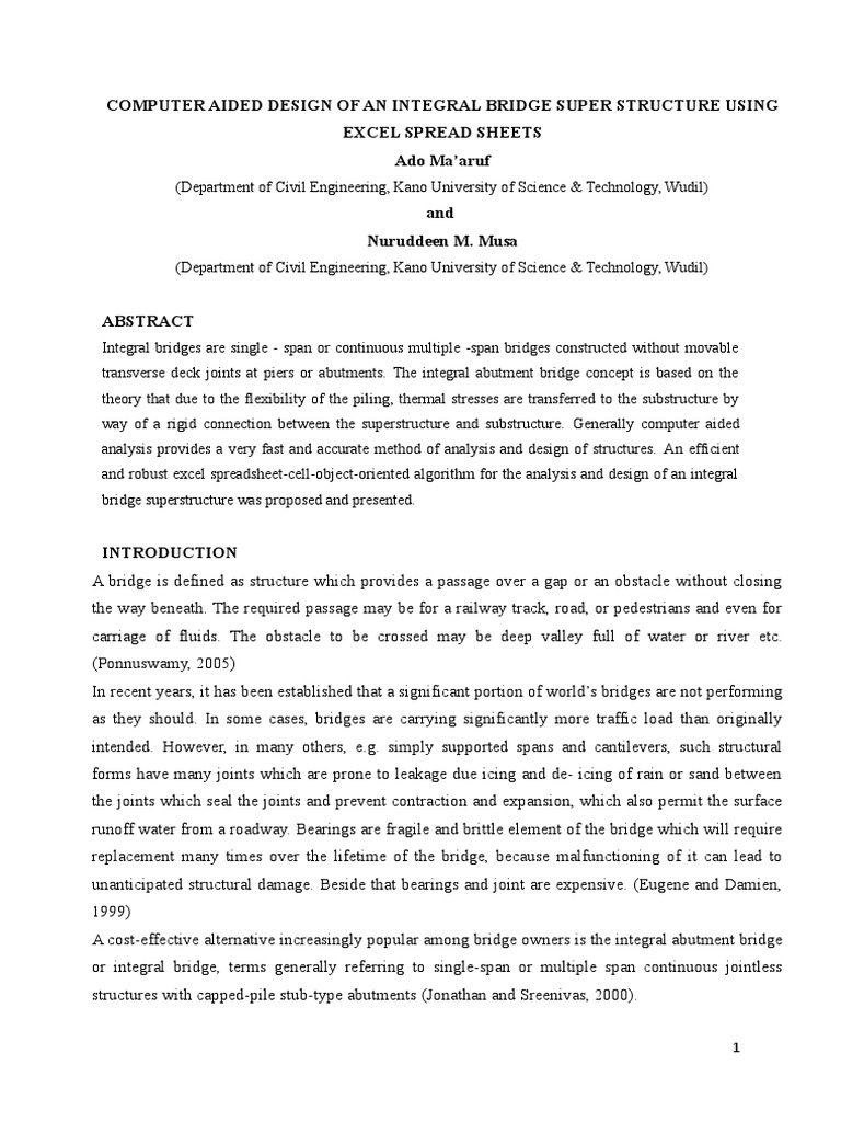 Excel Design for Integral Bridge Structure | PDF | Microsoft Excel ...