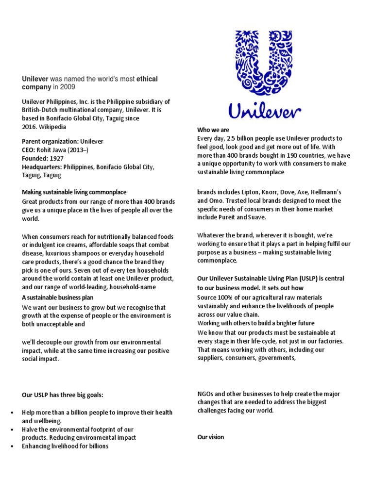 Unilever | PDF | Corporate Social Responsibility | Unilever