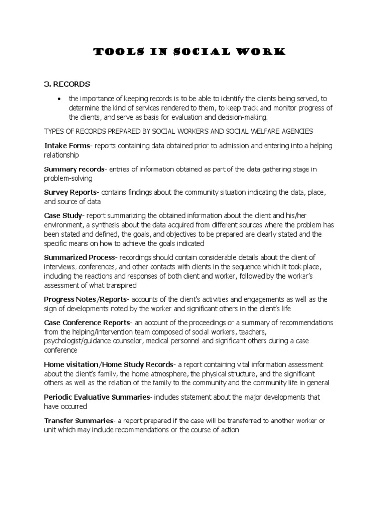 Social Work Records Tools | PDF | Social Work | Community