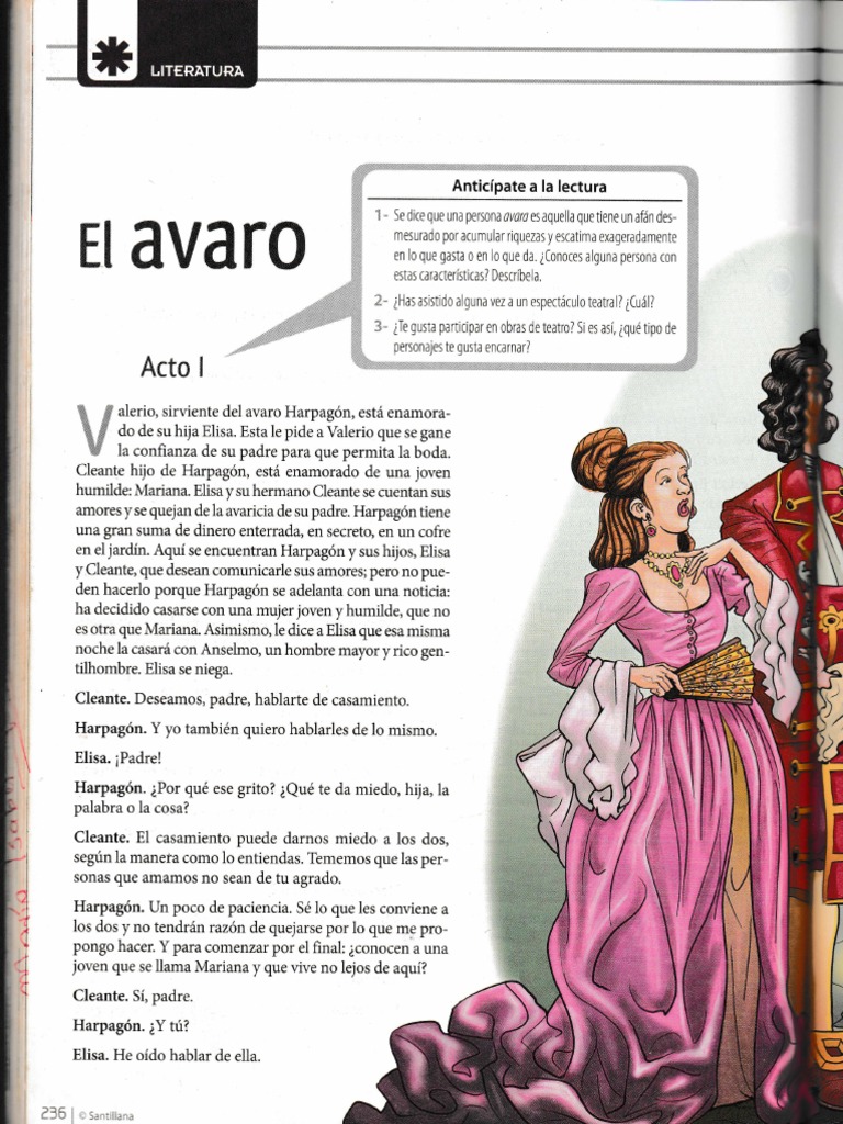 Personajes y trama de "El Avaro" | PDF
