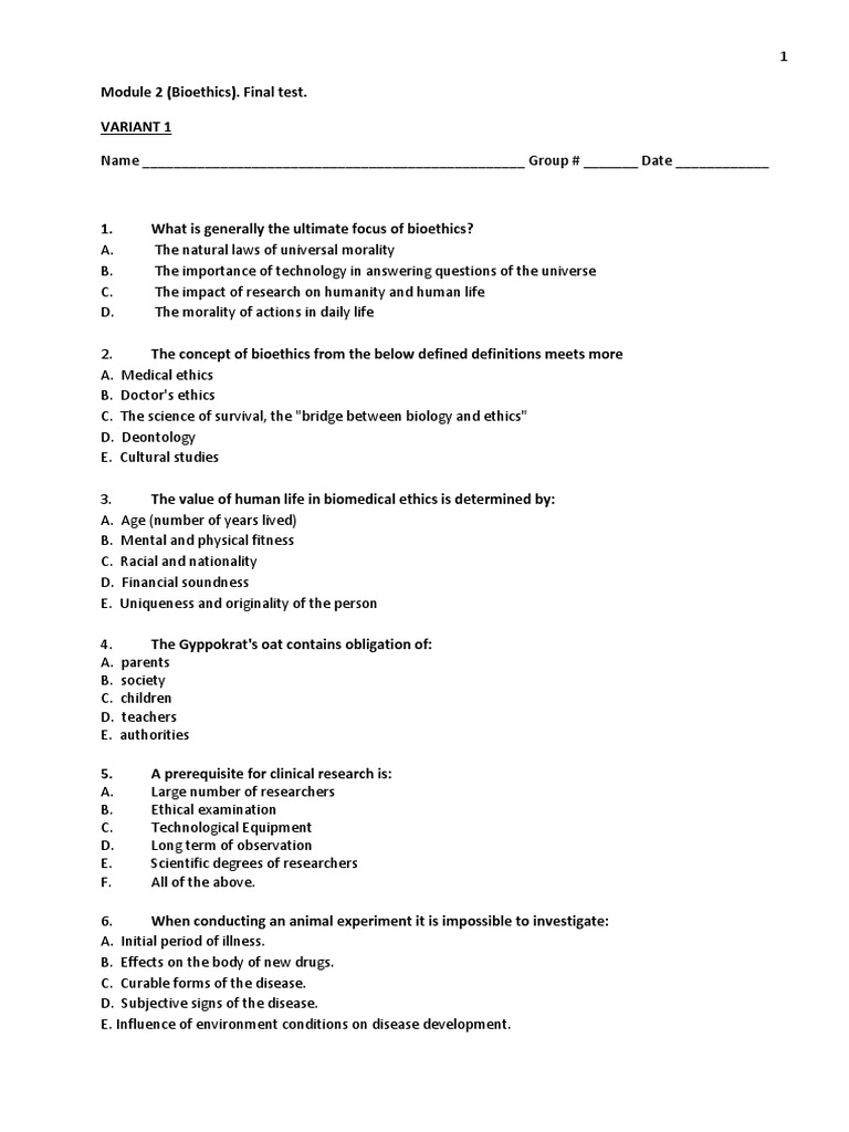 Basic of Bioethics Quiz | Bioethics | In Vitro Fertilisation