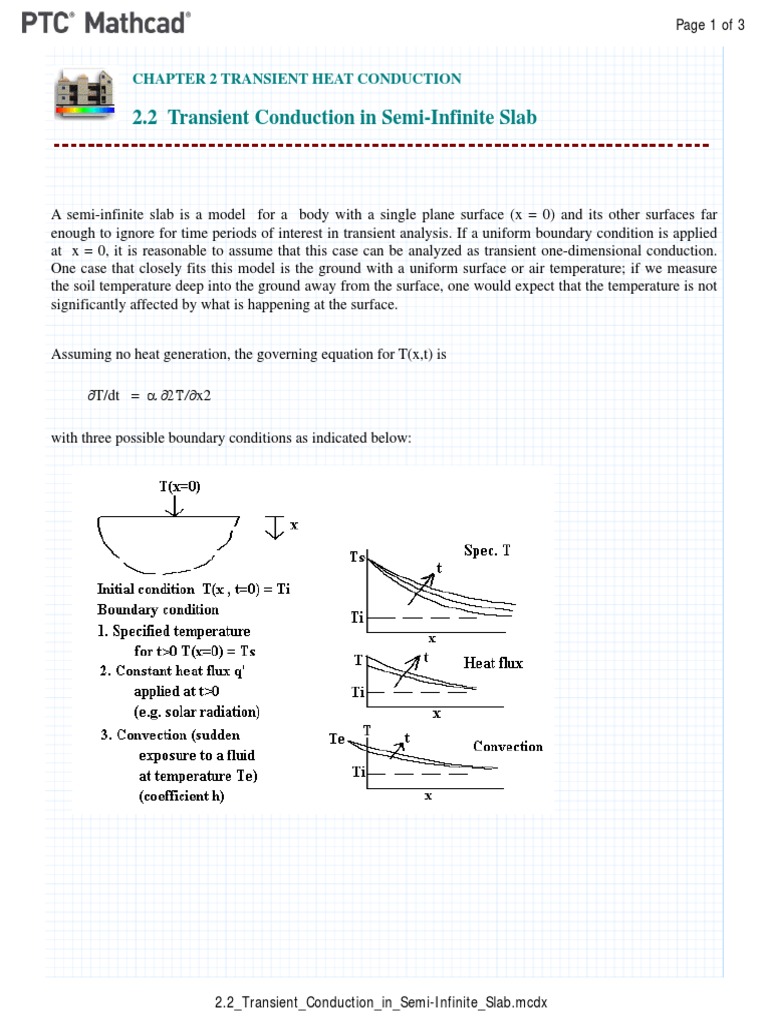 Transient Heat Flow in Semi-Infinite Slab | PDF | Thermal Conduction ...