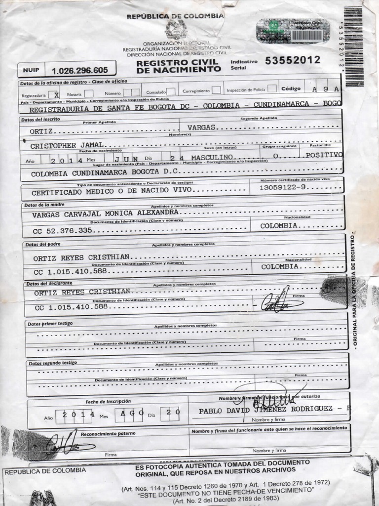 Registro Civil PDF | PDF | Documentos oficiales | Gobierno y personalidad