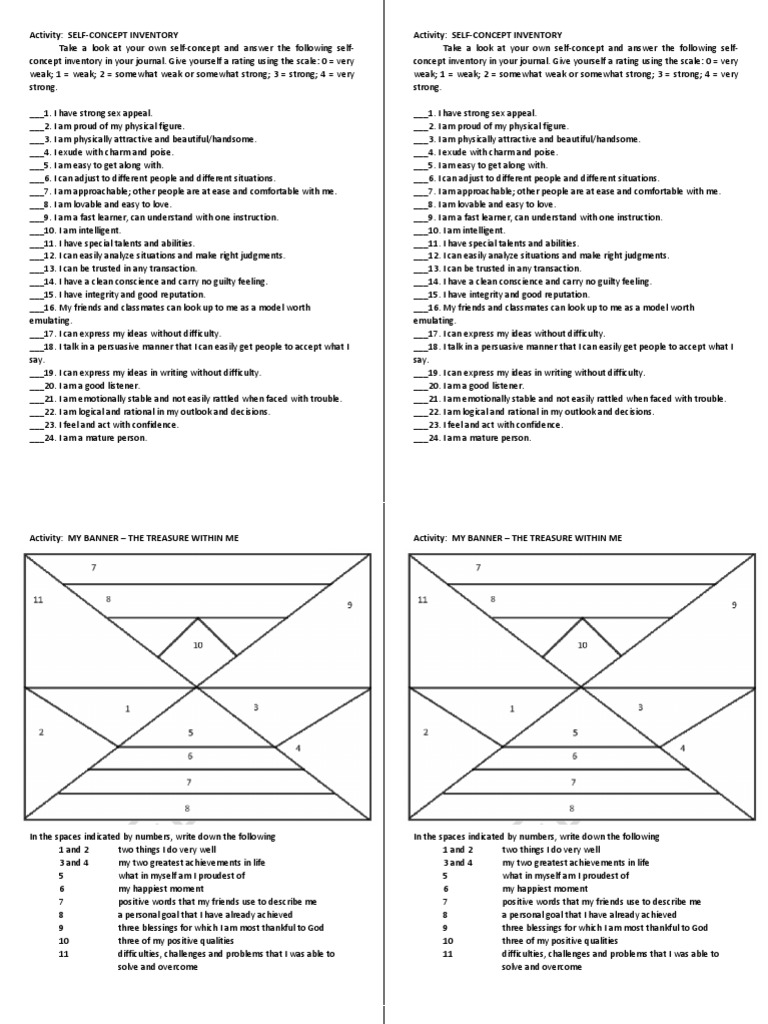 Activity: Self-Concept Inventory Activity: Self-Concept Inventory | PDF ...