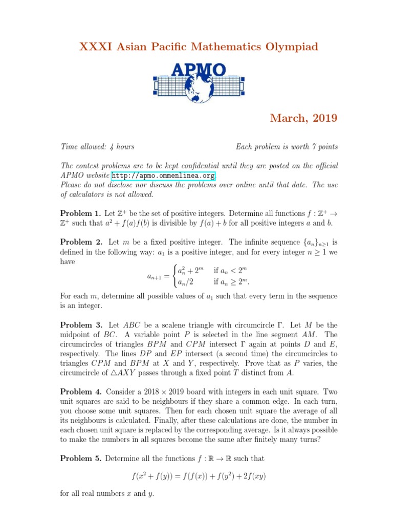 Apmo2019 PRB PDF | PDF | Teaching Methods & Materials