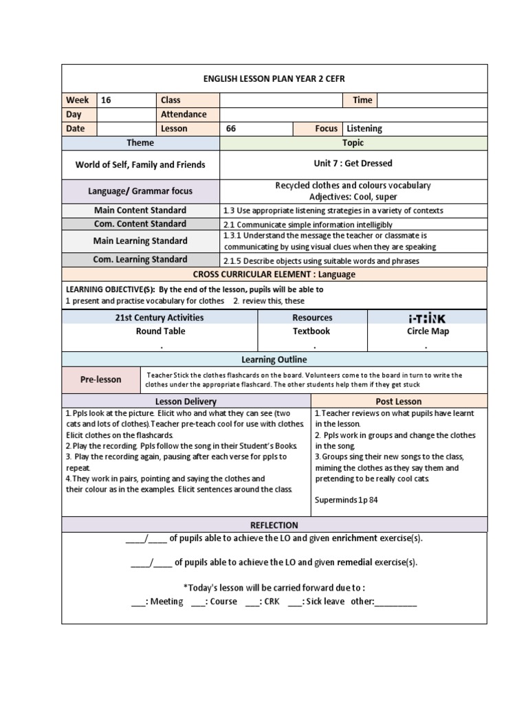 English Year 2 Lesson Plan | PDF | Lesson Plan | English Language