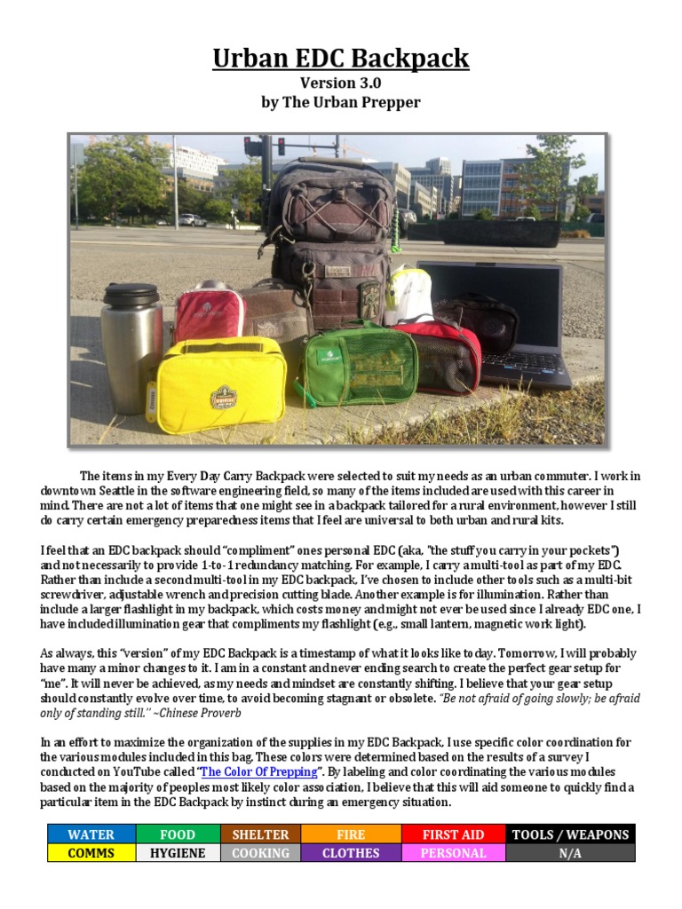 Urban EDC Backpack: by The Urban Prepper | PDF | Backpack | Clothing