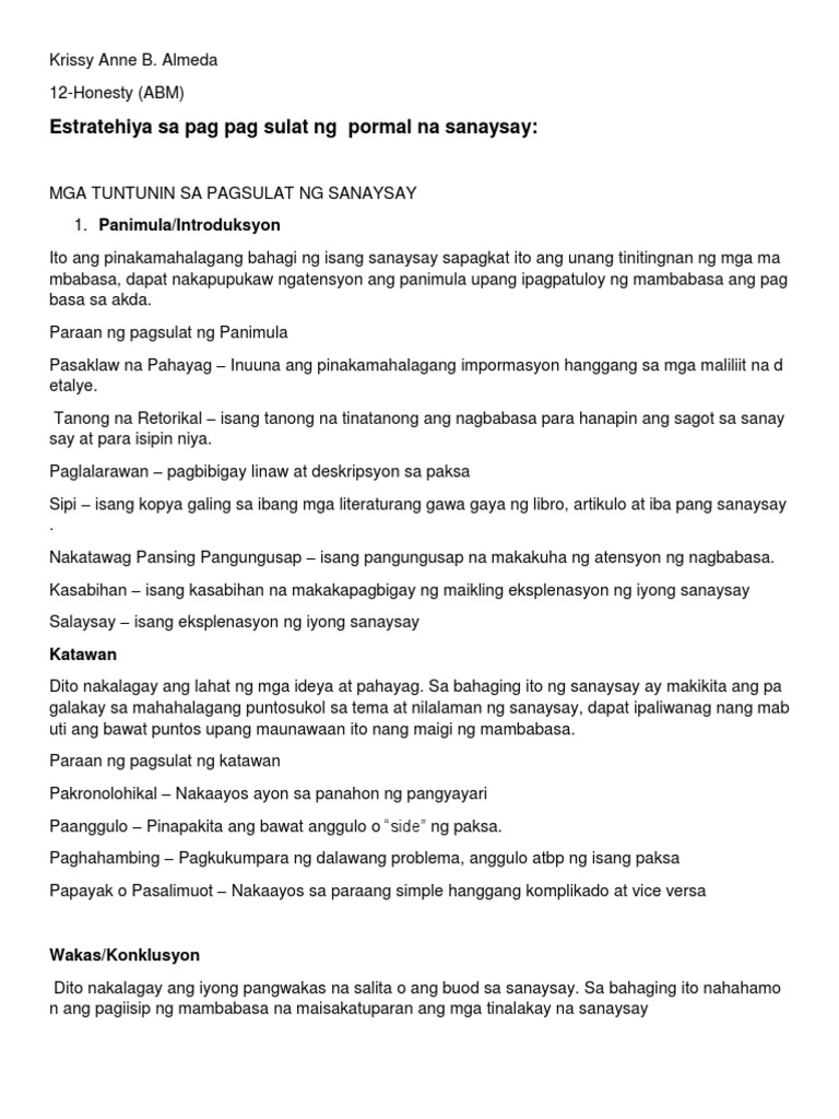 Estratehiya Sa Pagsususulat | PDF