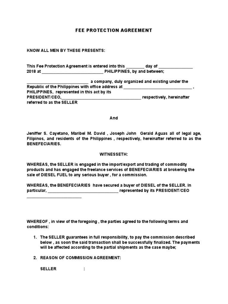 Fee Protection Agreement-1 PDF | PDF | Financial Transaction | Non ...