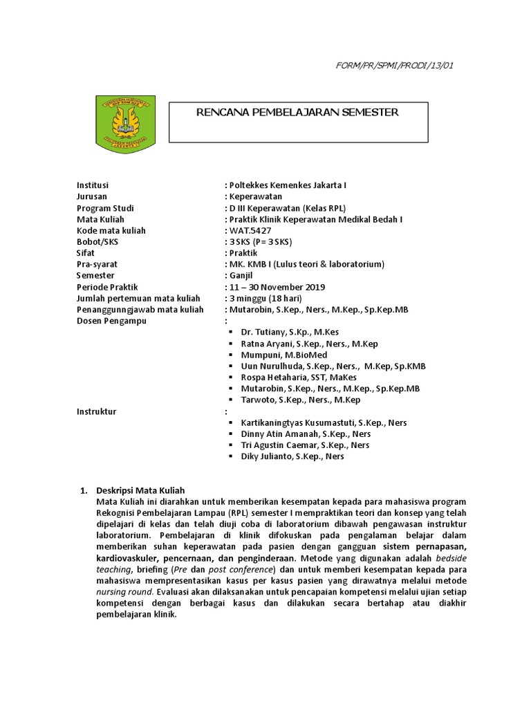 2019 RPS KMB 1 Praktik RPL PDF | PDF | Pengembangan Diri | Sains & Matematika