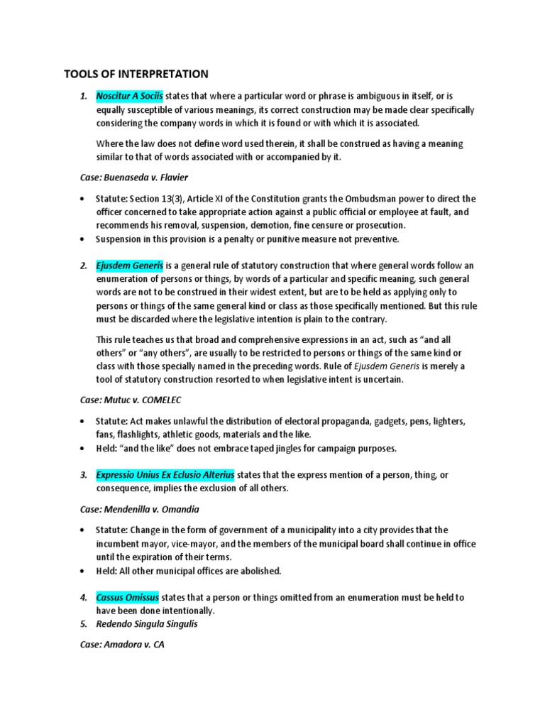 Tools of Interpretation | PDF | Statutory Interpretation ...