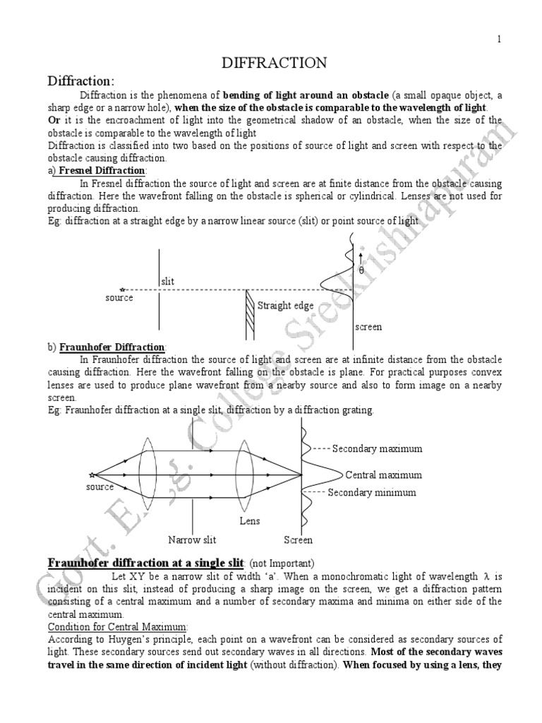 Diffraction: Understanding the Bending of Light | PDF | Diffraction | Angular Resolution