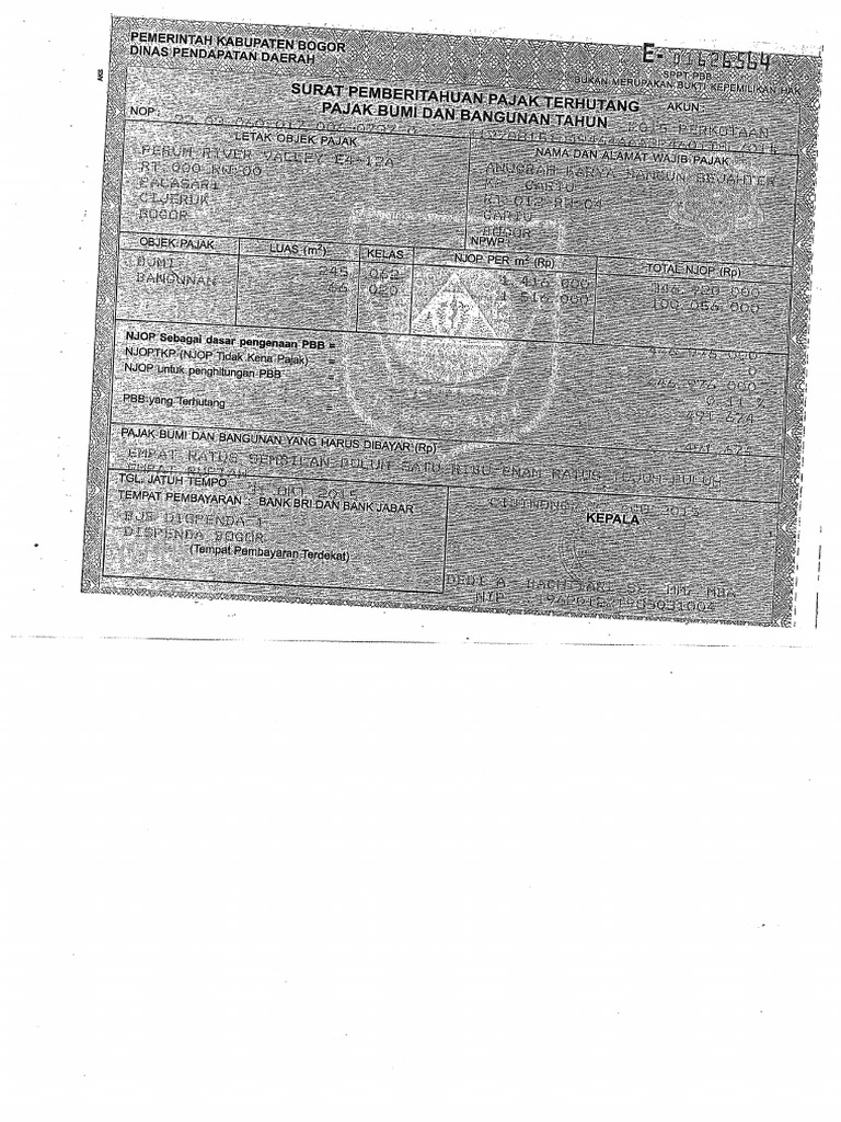 Contoh SPPT PBB | PDF