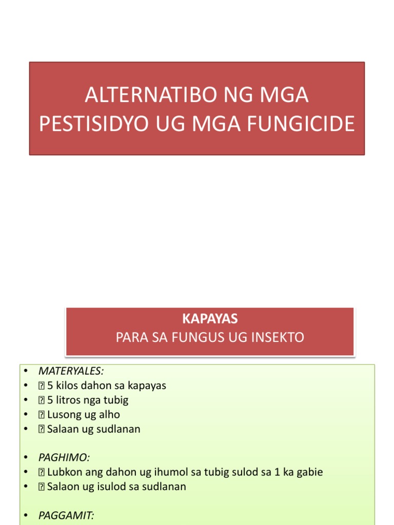 Alternatibo NG Mga Pestisidyo Ug Mga Fungicide | PDF