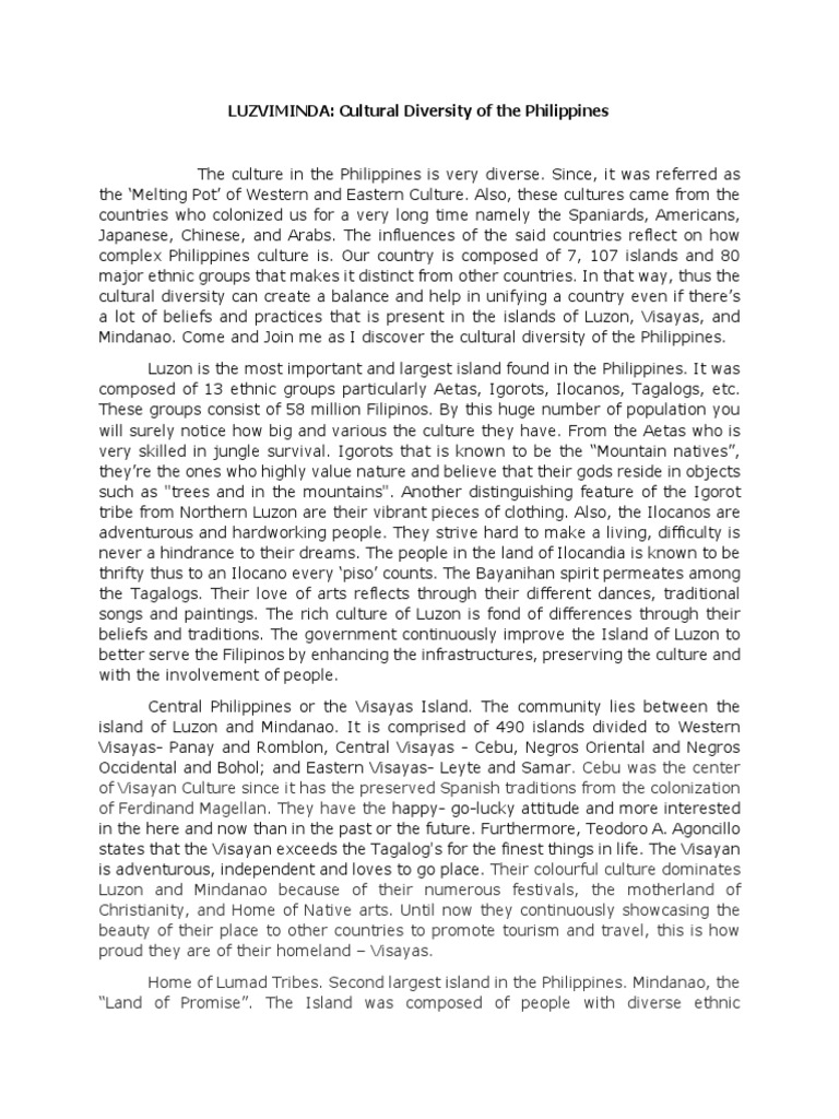 Cultural Diversity in the Philippines | PDF | Philippines