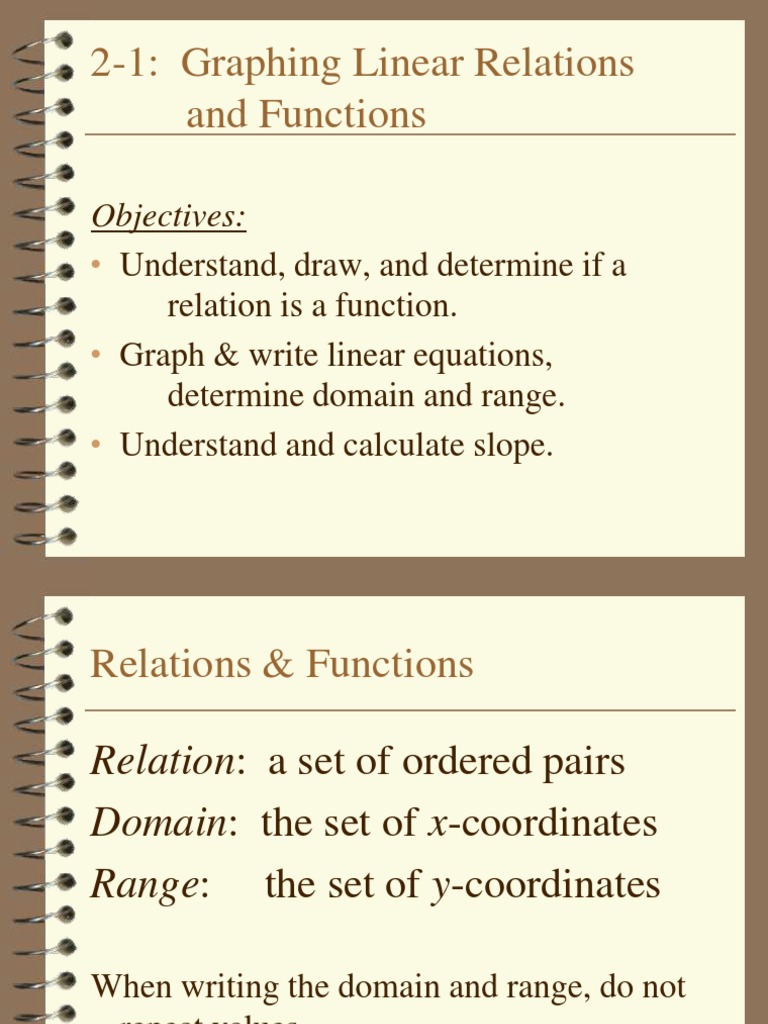 2-1: Graphing Linear Relations and Functions: Objectives | PDF ...