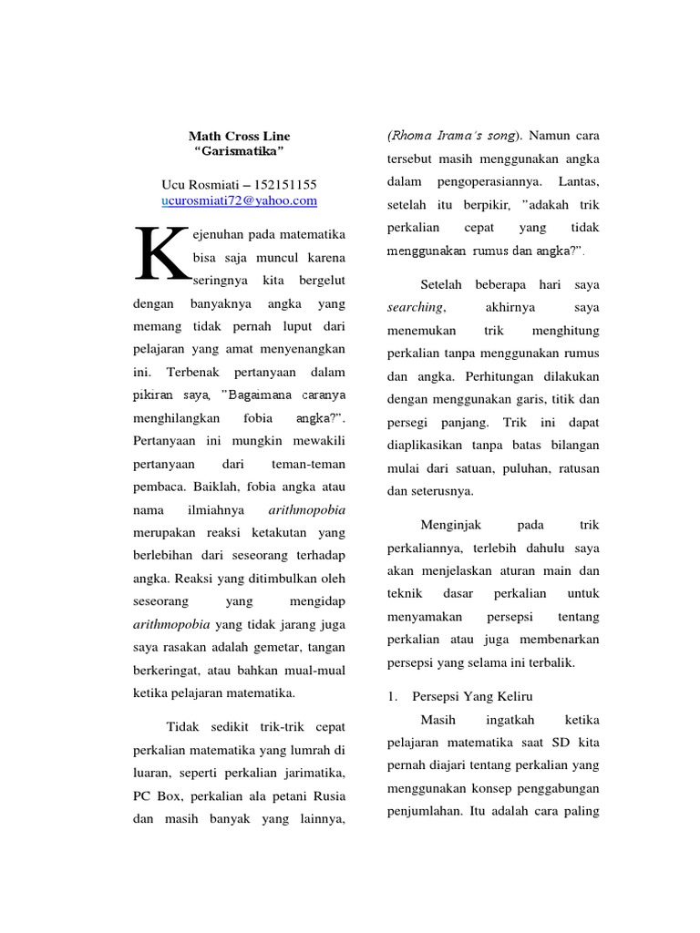 Garismatika, Math Cross Line | PDF