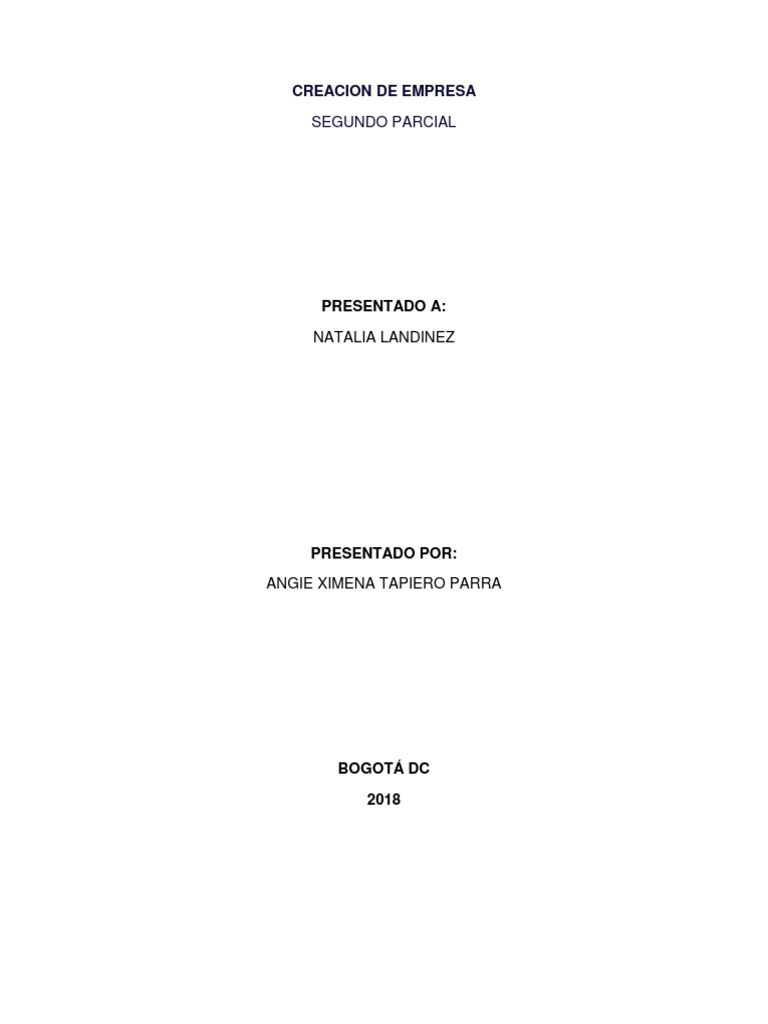 Creacion de Empresa Parcial Angie Tapiero | PDF | Marketing | Planificación
