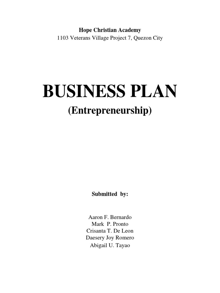 Business Plan: (Entrepreneurship) | PDF | Business