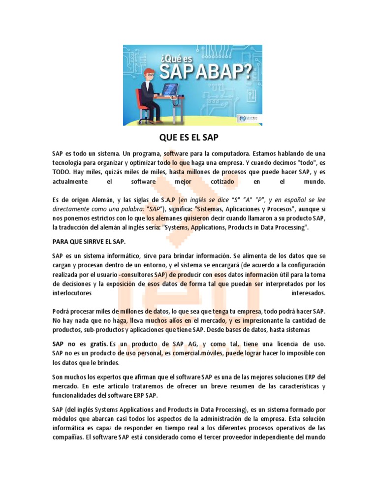 Que Es El Sap | PDF | Sap Se | Software