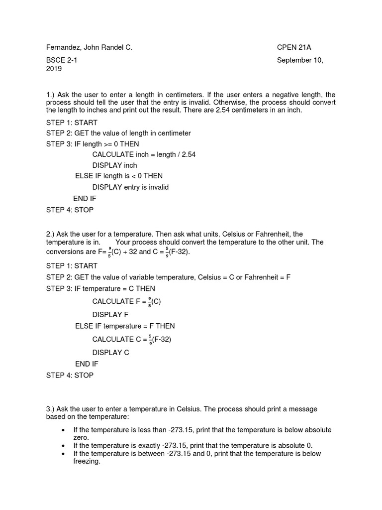 Algorithm Pdf Fahrenheit Celsius