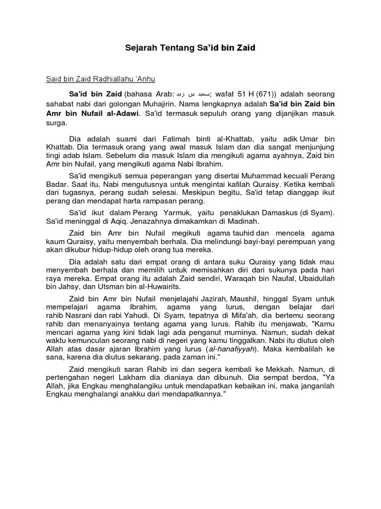 Sejarah Tentang Said Bin Zaid | PDF