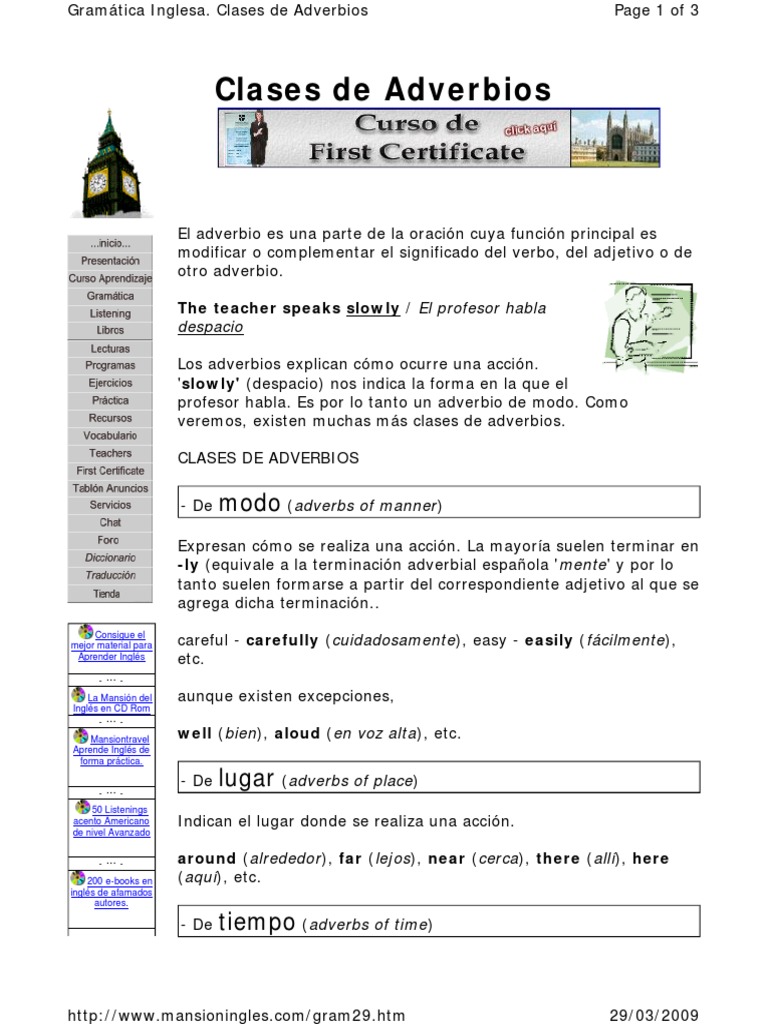 Clases de Adverbios | PDF | Adverbio | Semántica léxica