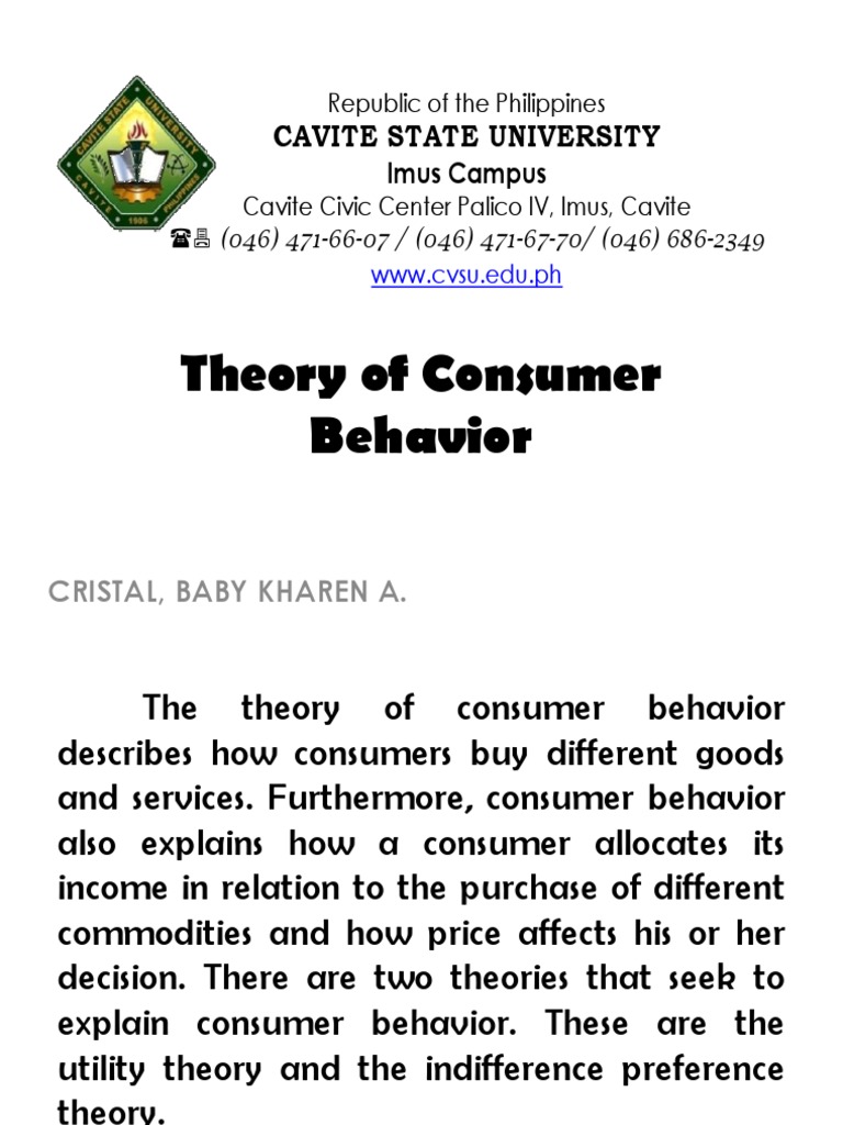 Theory of Consumer Behavior Explained | PDF | Utility | Marginal Utility