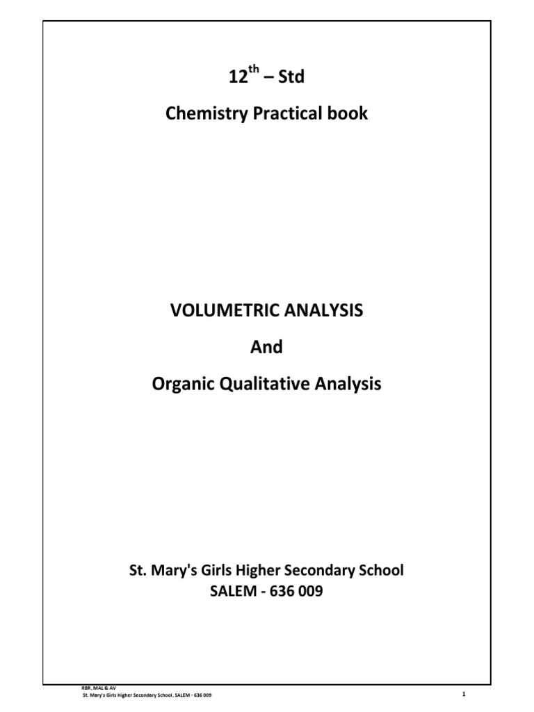 Volumetric Analysis and Salt | PDF | Titration | Chemistry