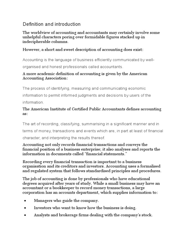 An Introduction to Accounting: Defining Key Concepts, Principles, and ...