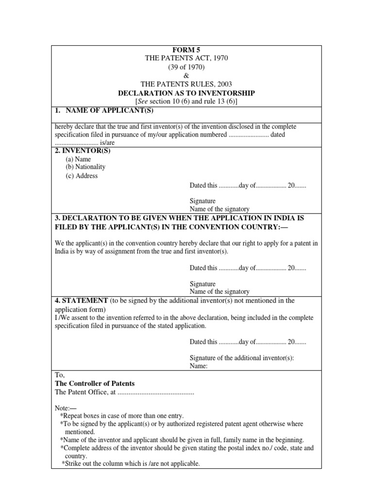 Form5 Pdf Pdf Patent Property Law