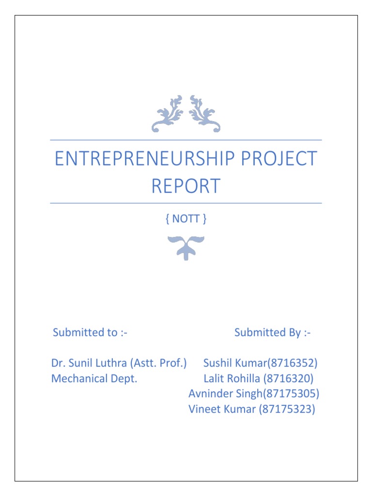 Entrepreneurship Project Report on Starting a Slipper Manufacturing ...