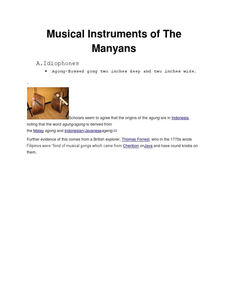 Musical Instruments of The Mangyans | PDF