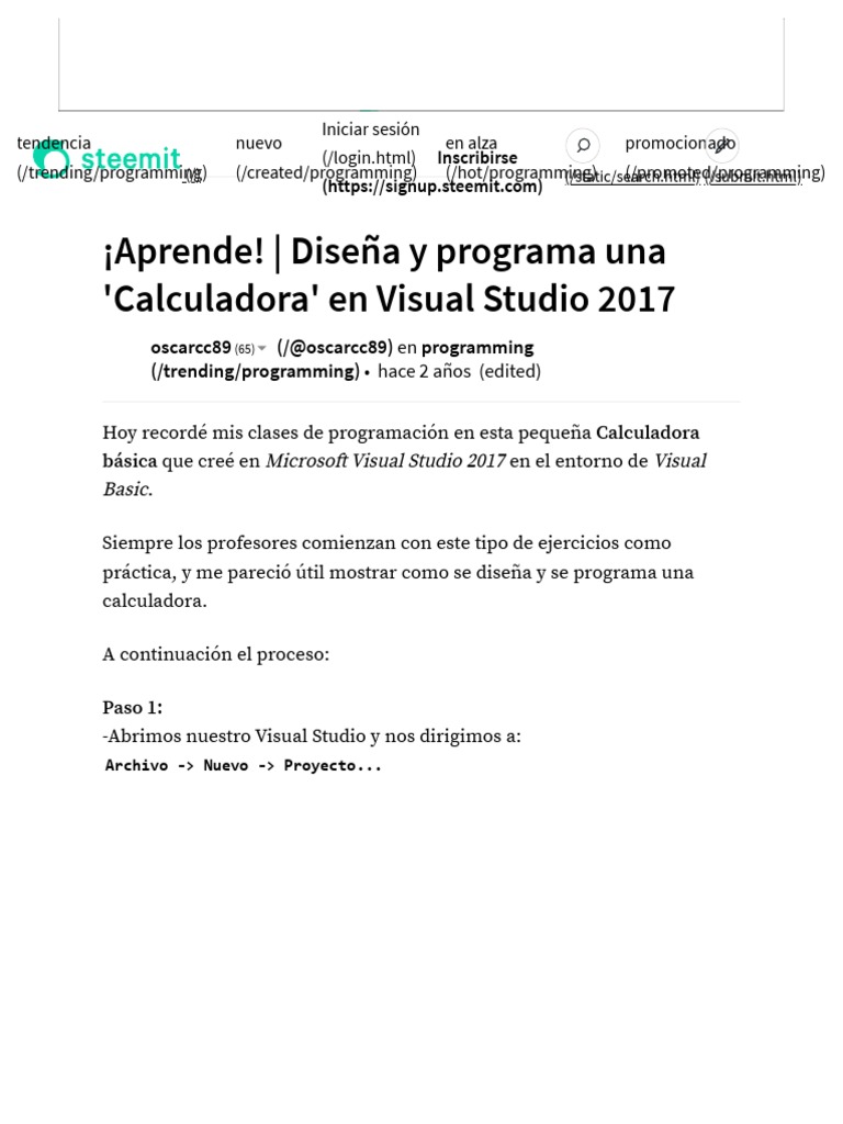 Calculadora en Visual Basic: Guía Rápida | PDF | Microsoft Visual Studio | Programación de ...