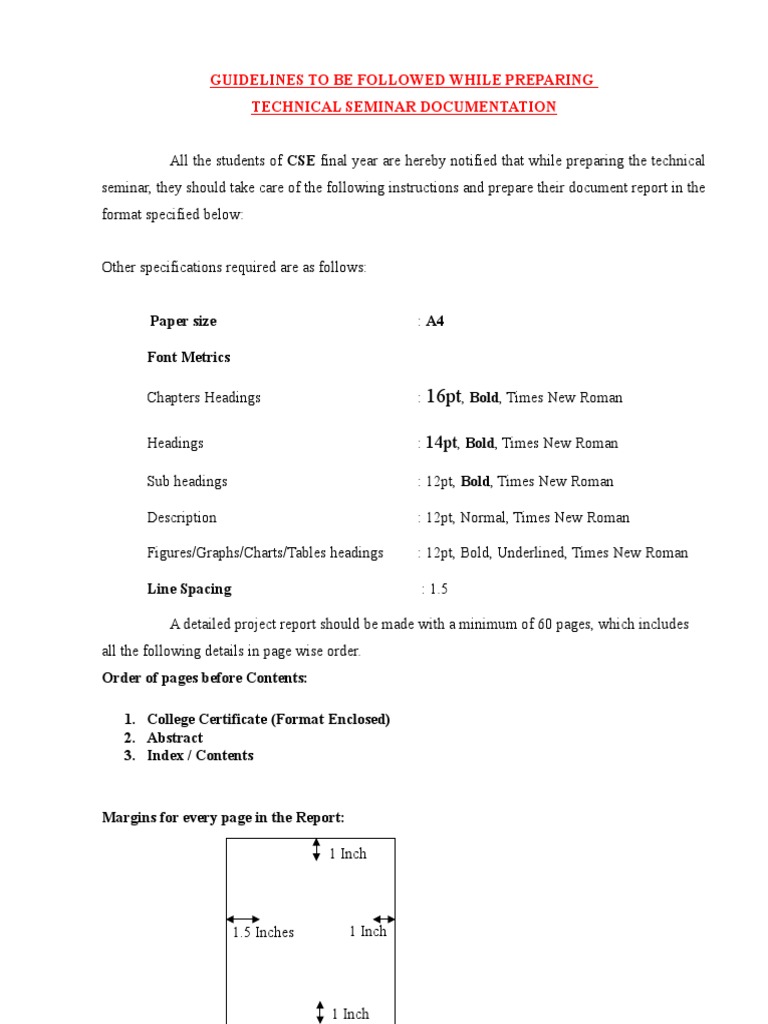 Technical Seminar Documentation Guidelines | PDF | Times New Roman ...