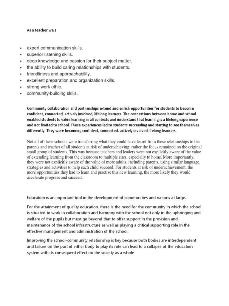 School Community Relations | PDF | Learning | Applied Psychology