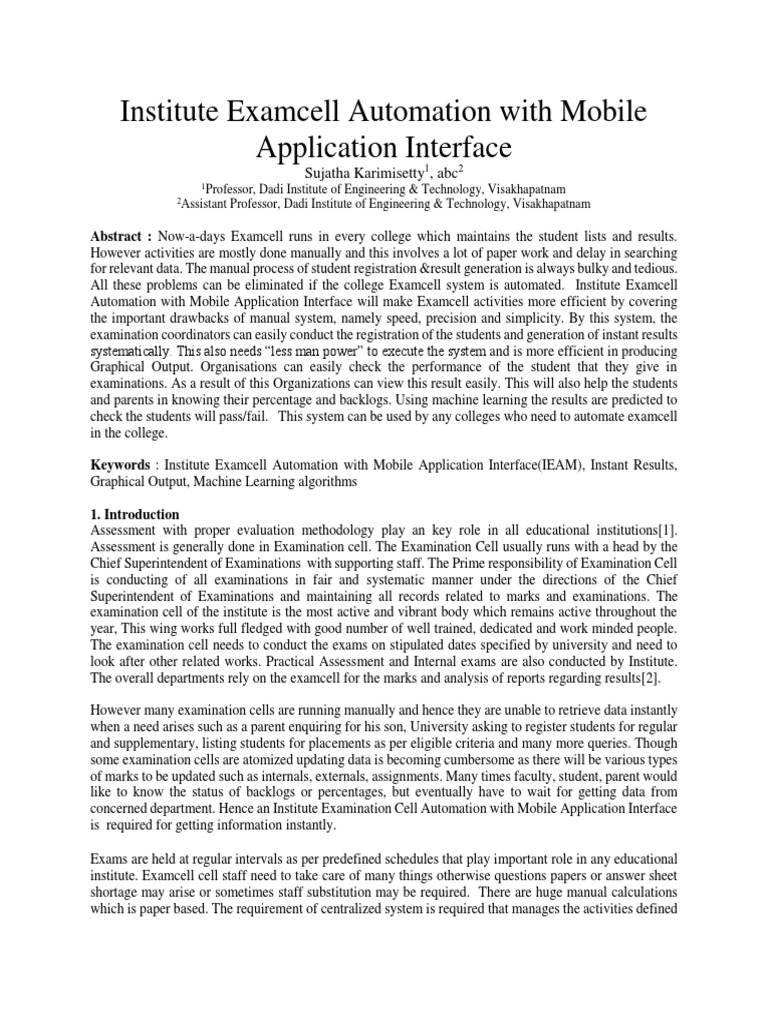 Institute Examcell Automation With Mobile Application Interface | PDF ...
